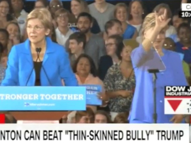 Hillary Throws Hand Symbol During Rally With Elizabeth Warren