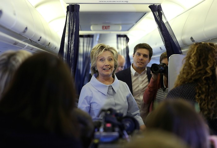‘Happy’ Hillary Welcomes Reporters Aboard Her Campaign Plane