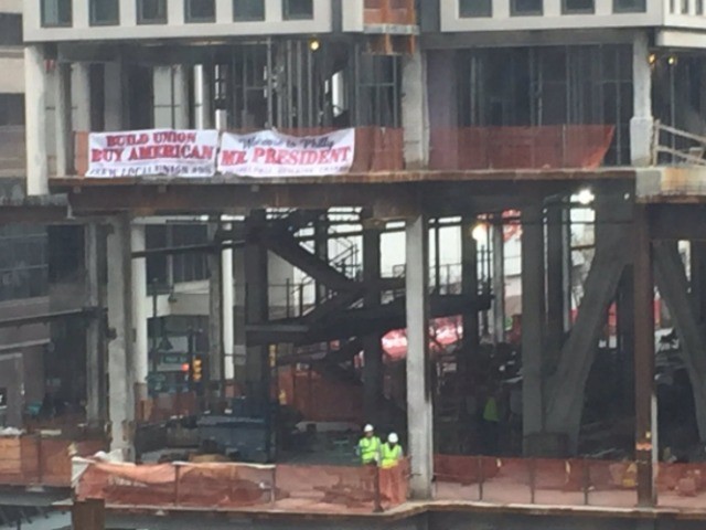 Electrical Union Workers Display Big Pro-Trump Banner in Philadelphia
