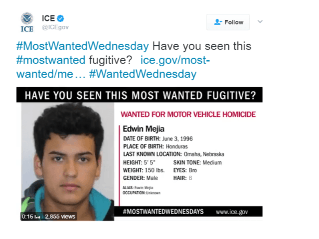ICE Adds Alleged Drunk, Street-Racing Honduran to 'Most Wanted'