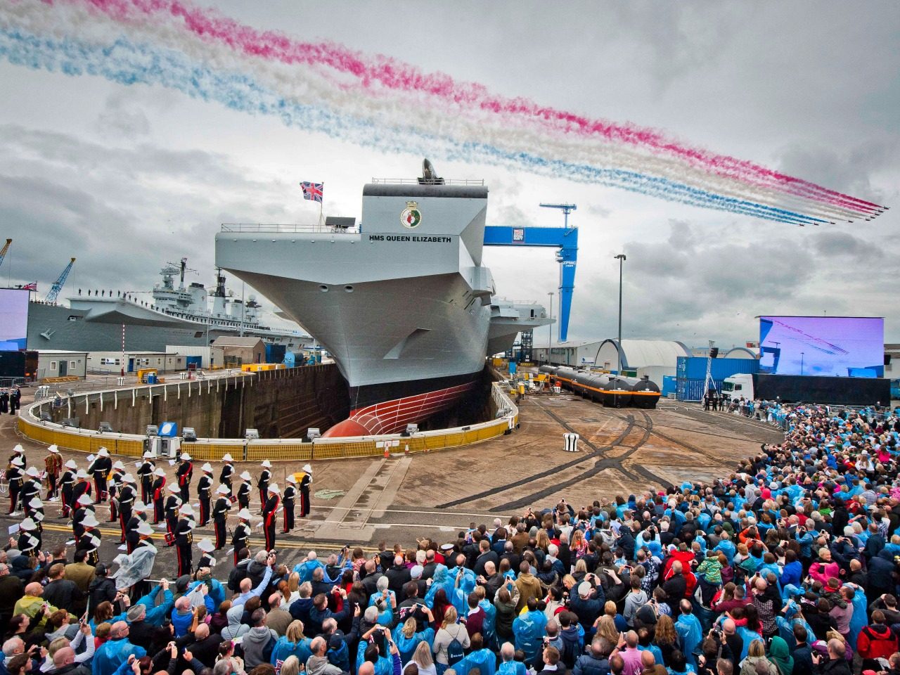 PICS: Royal Navy Launches First Ever Supercarrier, Largest Ever Warship