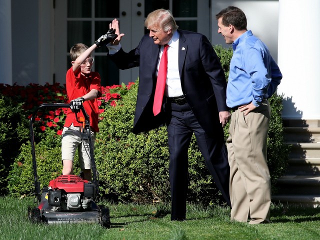 Donald Trump High Fives 11-year-old Frank Giaccio Who Came to Mow White ...