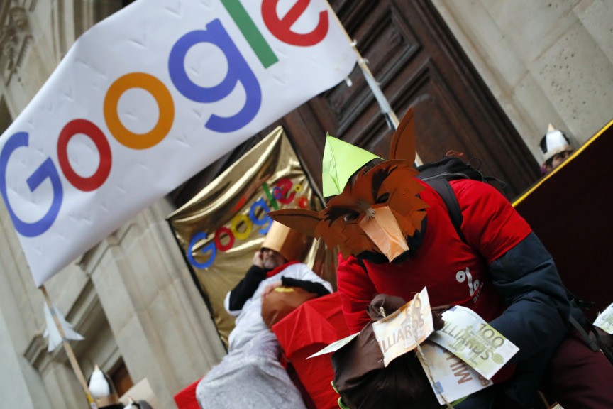 Activists in Paris protest against Google's tax setup - Breitbart
