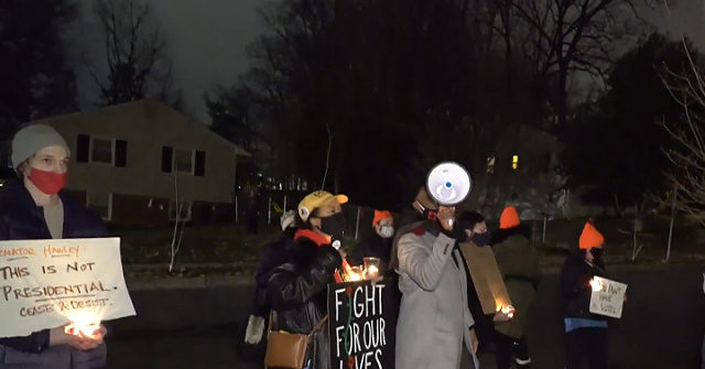 Watch: Activists Vandalize, Protest Outside Home of Josh Hawley