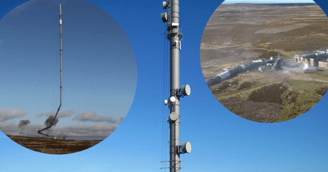 Watch: 1,000-Foot Television Mast Collapses After Fire