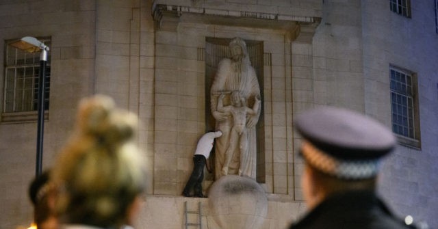 Hammer-Wielding Man Smashes BBC HQ Statue by Abuse Scandal Artist