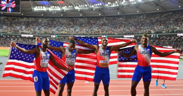 Lyles wins third world gold after anchoring US relay to victory - Breitbart