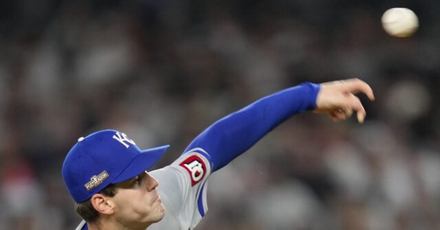 Royals pitcher Cole Ragans warms up for Yankees by playing catch in ...