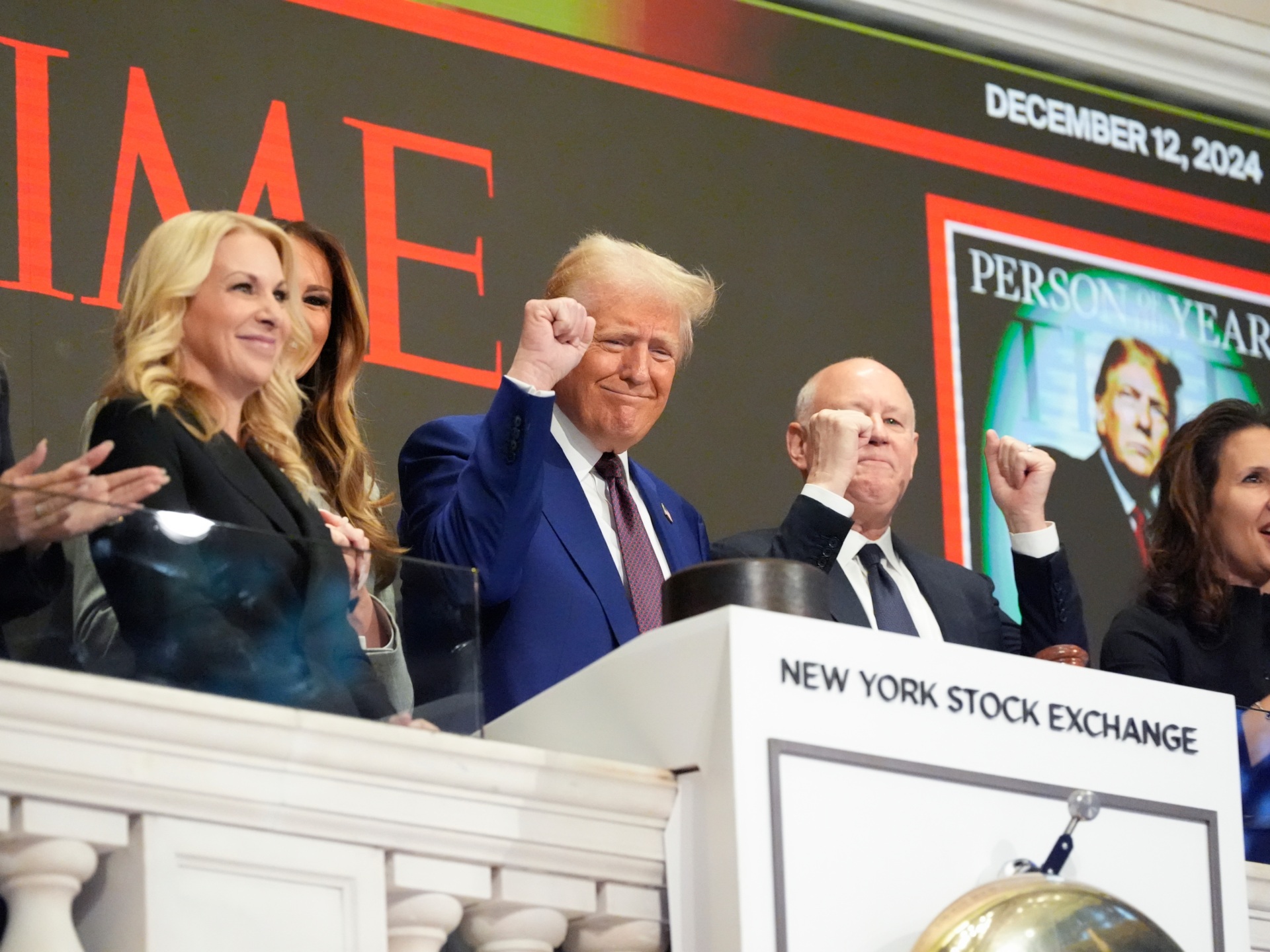 Donald Trump Rings NY Stock Exchange Bell as He’s Named TIME Magazine's ...