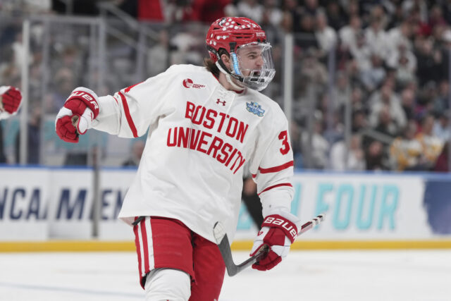 Hughes, Eiserman score 2nd-period goals in Boston U's 3-1 Frozen 4 ...