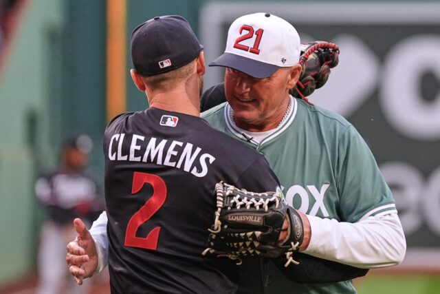 Rocket returns: Roger Clemens throws out 1st pitch to son Kody at ...